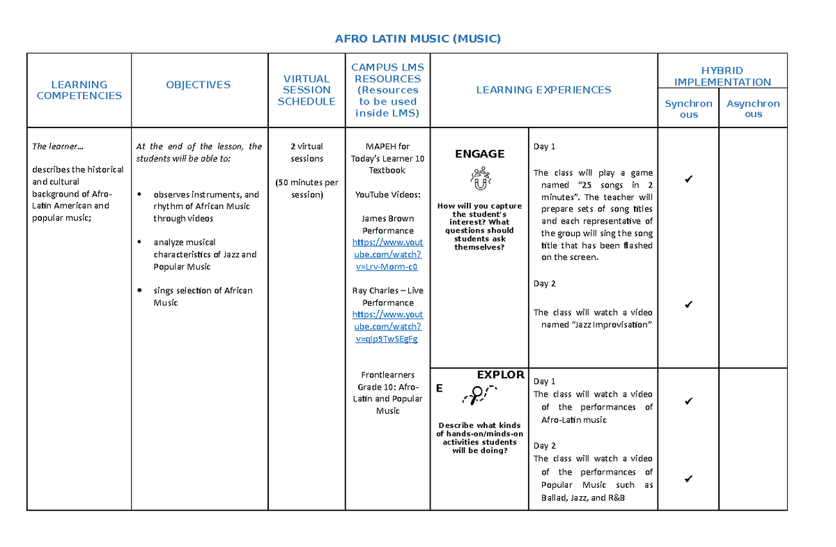 Mapeh 10 - Quarter 2 (5E) - AFRO LATIN MUSIC (MUSIC) LEARNING ...