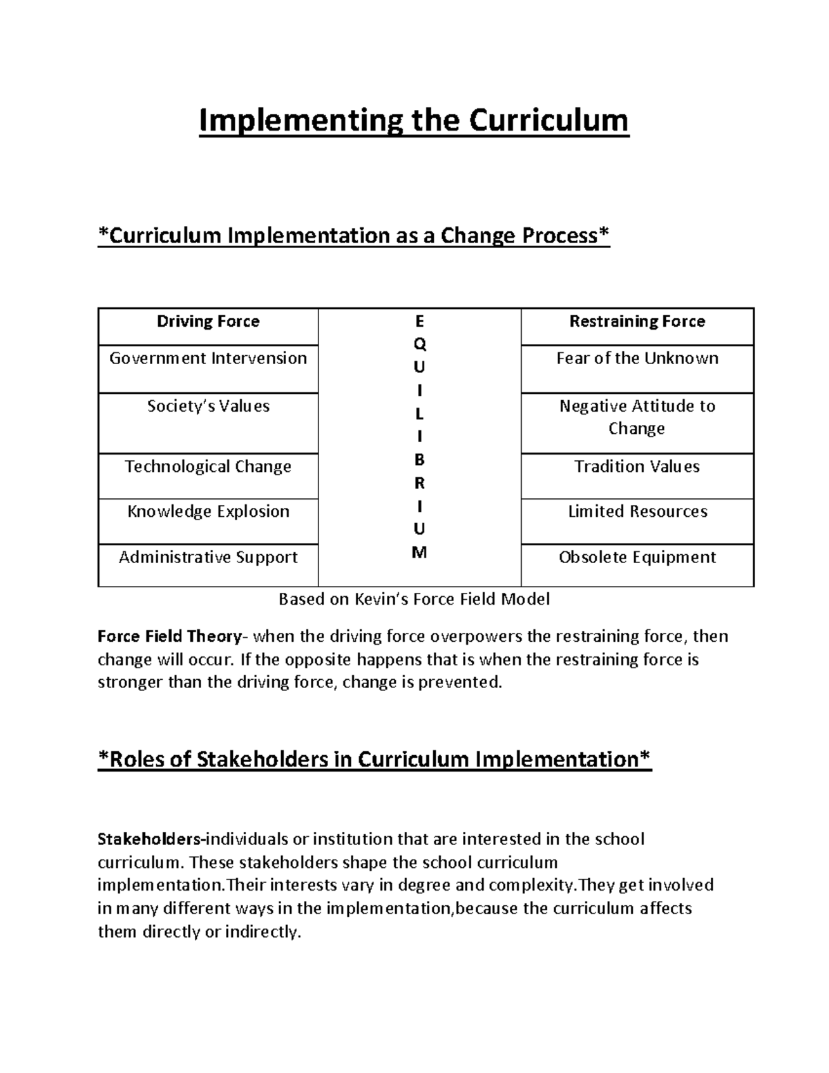 Pdfcoffee - DSD - Implementing the Curriculum Curriculum Implementation as a Change Process ...