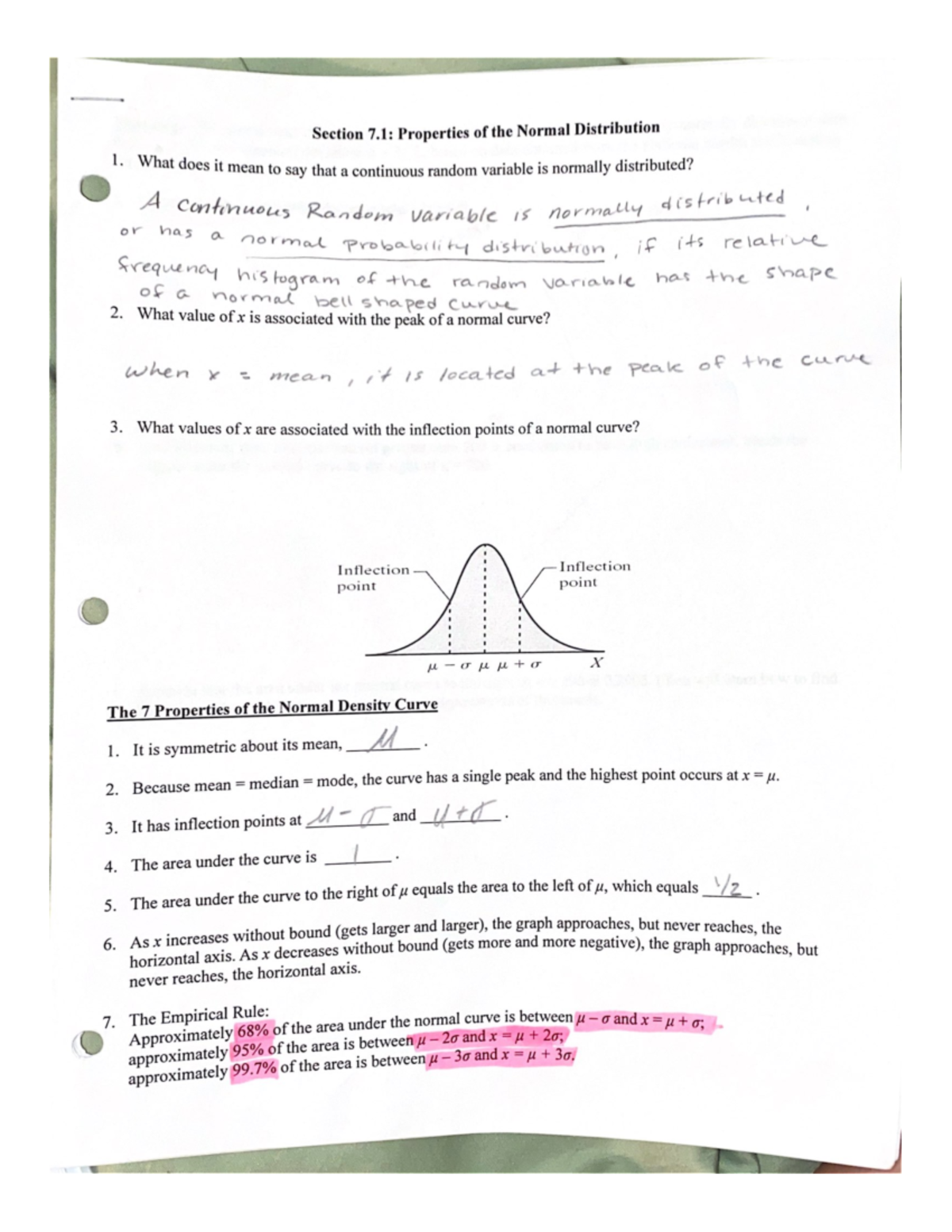 Chapter 7 Notes-Normal Distribution - BUS 205 - Studocu