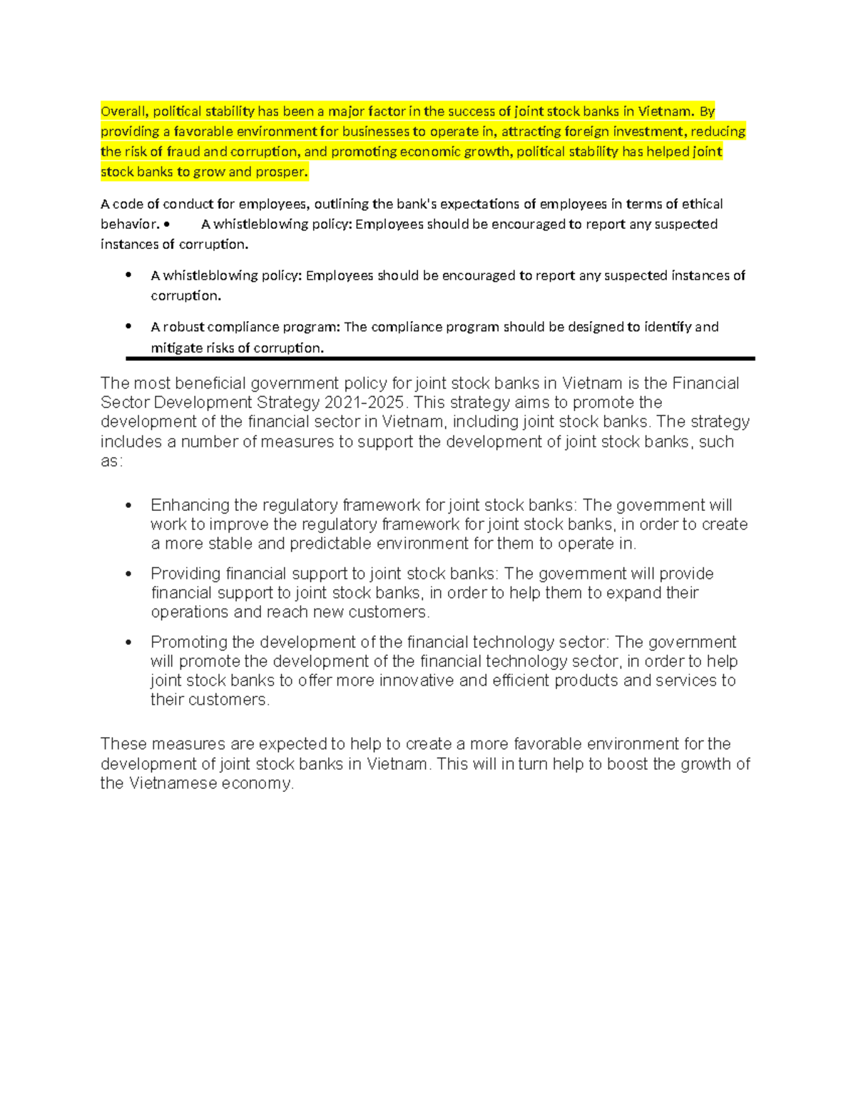 Draft - Overall, political stability has been a major factor in the ...