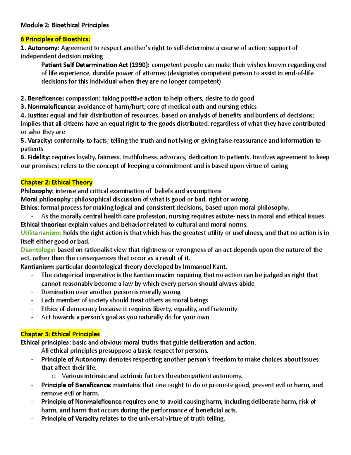 Module 2 Bioethical Principles Notes - Module 2: Bioethical Principles ...