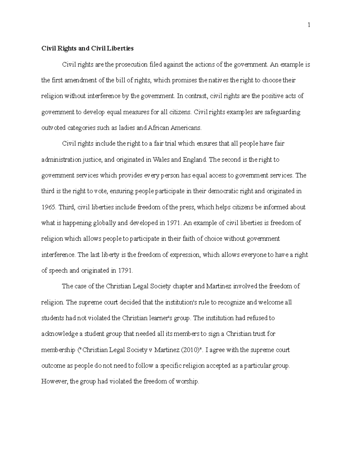 4-Discussion- Civil Rights and Civil Liberties - 1 Civil Rights and ...