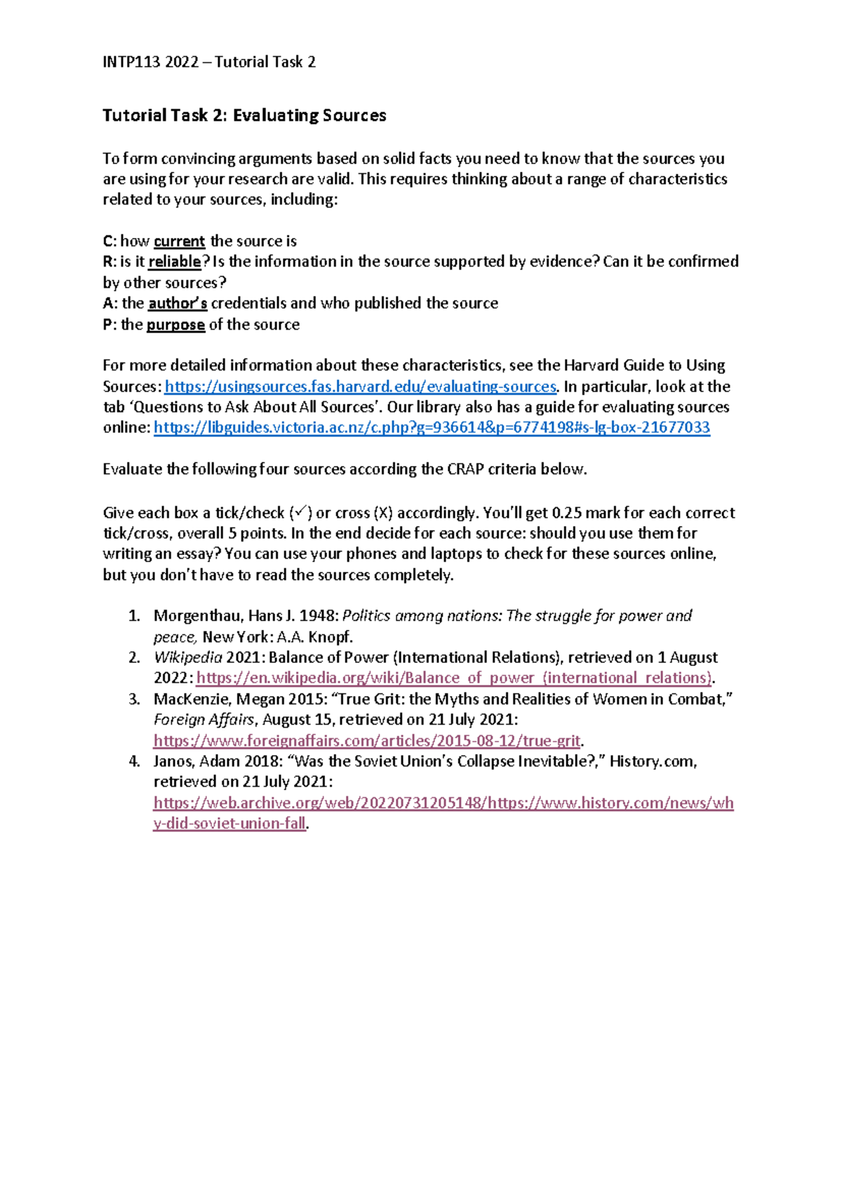 INTP Tutorial TASK - INTP113 2022 – Tutorial Task 2 Tutorial Task 2 ...