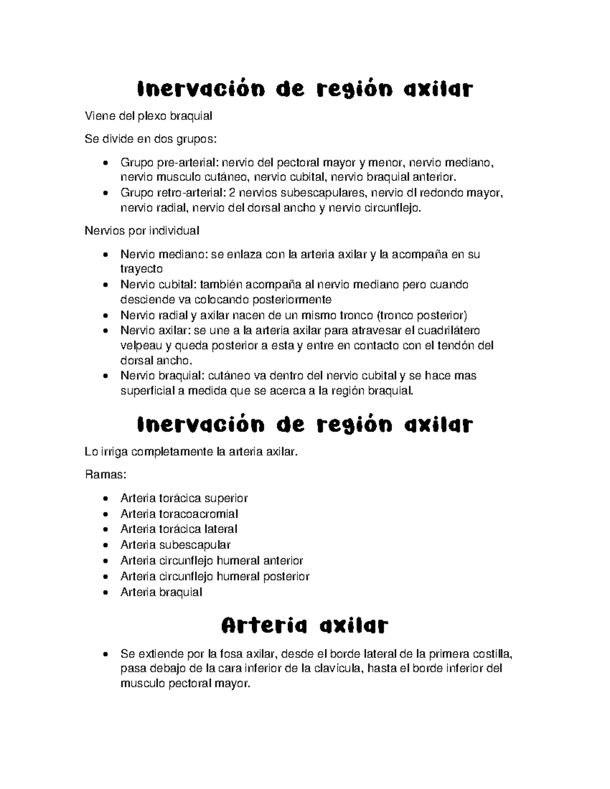 Region axilar - Resumen Tratado de anatomía Humana - Viene del plexo ...