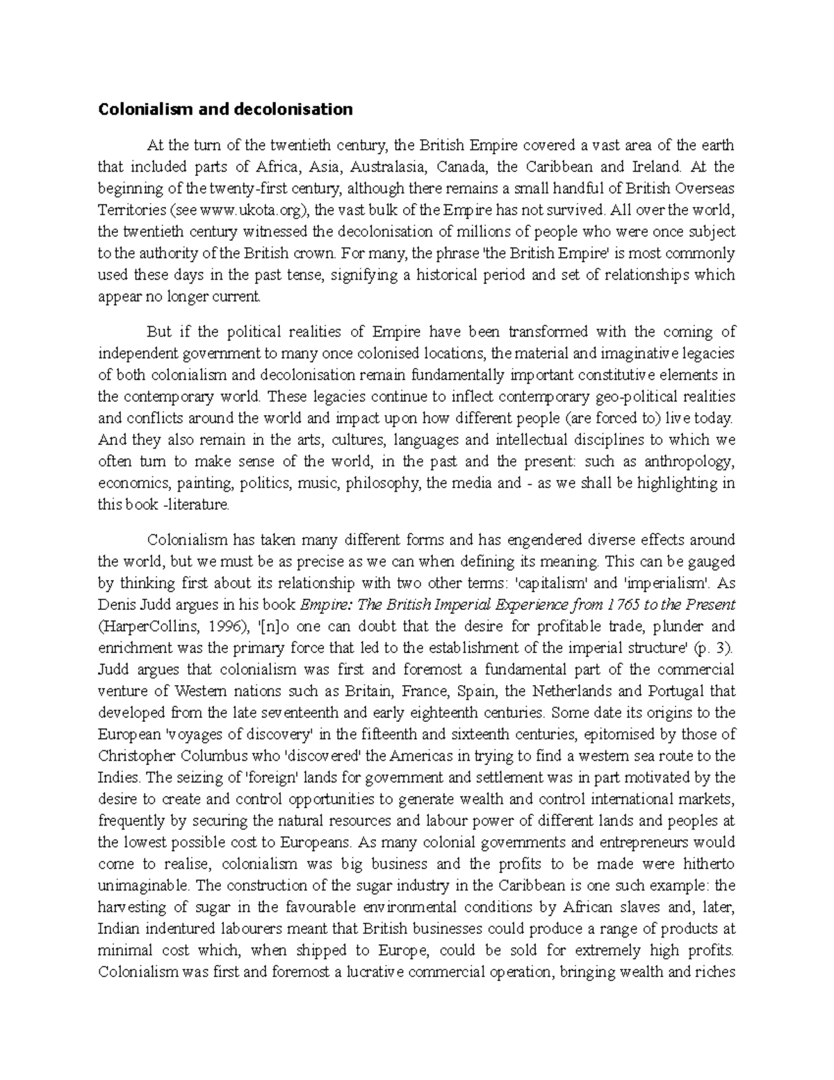 Colonialism and decolonisation - At the beginning of the twenty-first ...