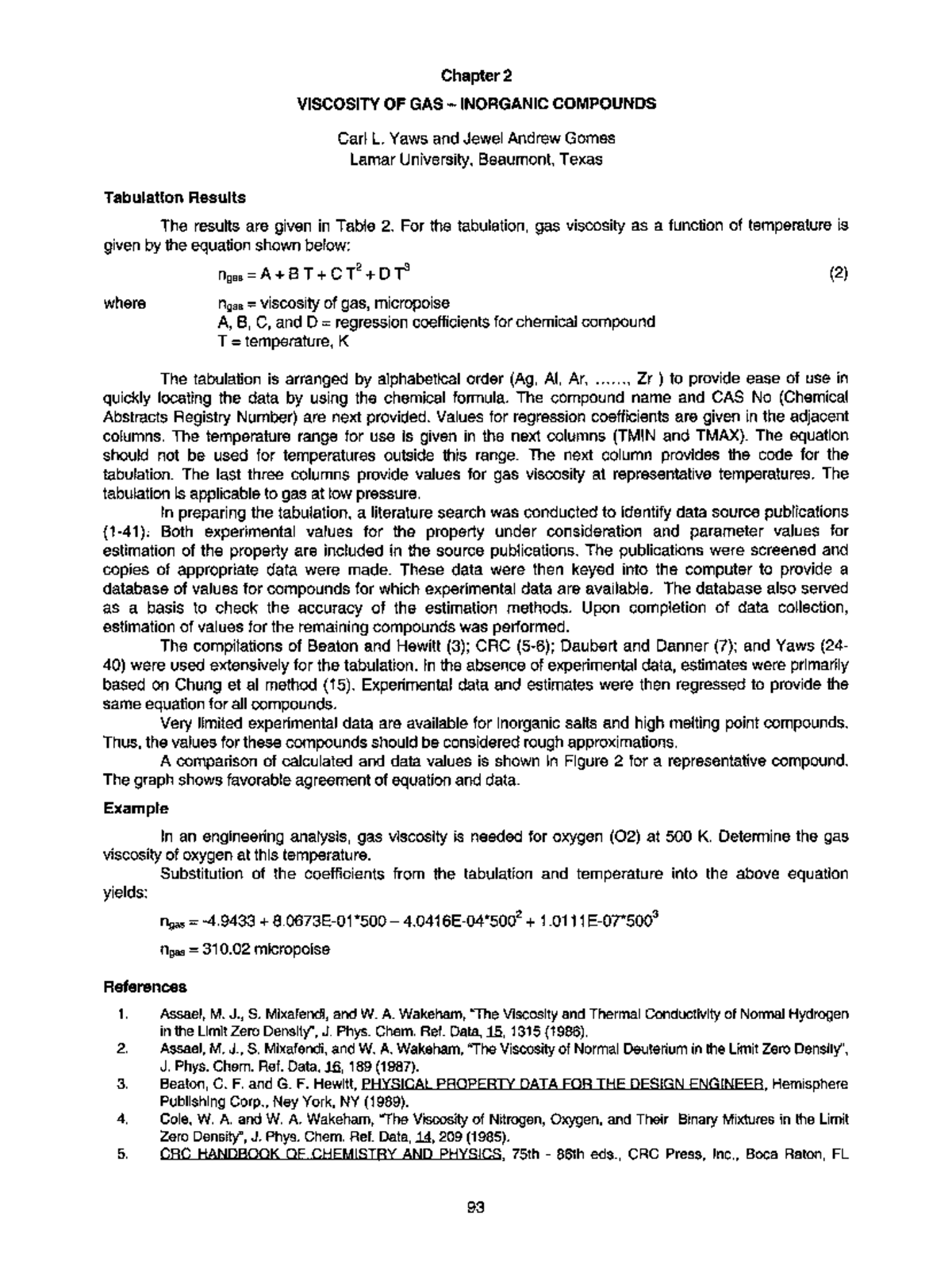 Viscosidad Gases Inórganicos (Tablas por Carl L. Yaws and Prashant ...