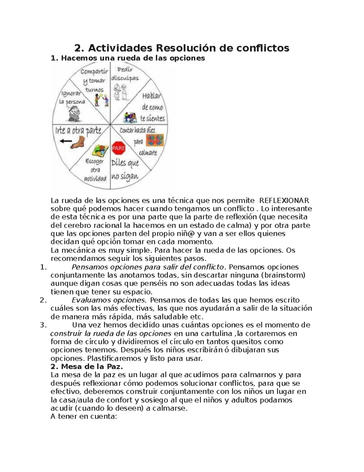 Resolución de conflictos - 2. Actividades Resolución de conflictos ...