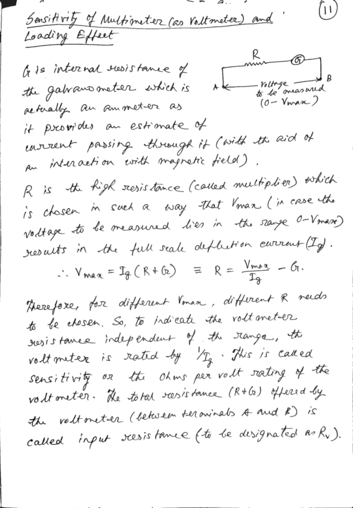Be1 - NOTES - Sensitivity of Multimeter (as Voltmeter) and 11 Loading ...