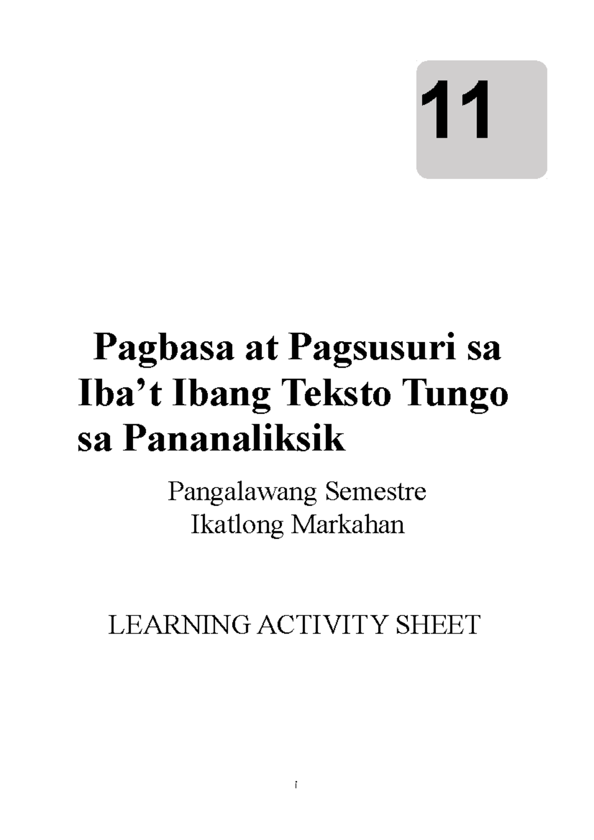 Pagbasa at pagsusuri worksheets - 11 Pagbasa at Pagsusuri sa Iba’t ...