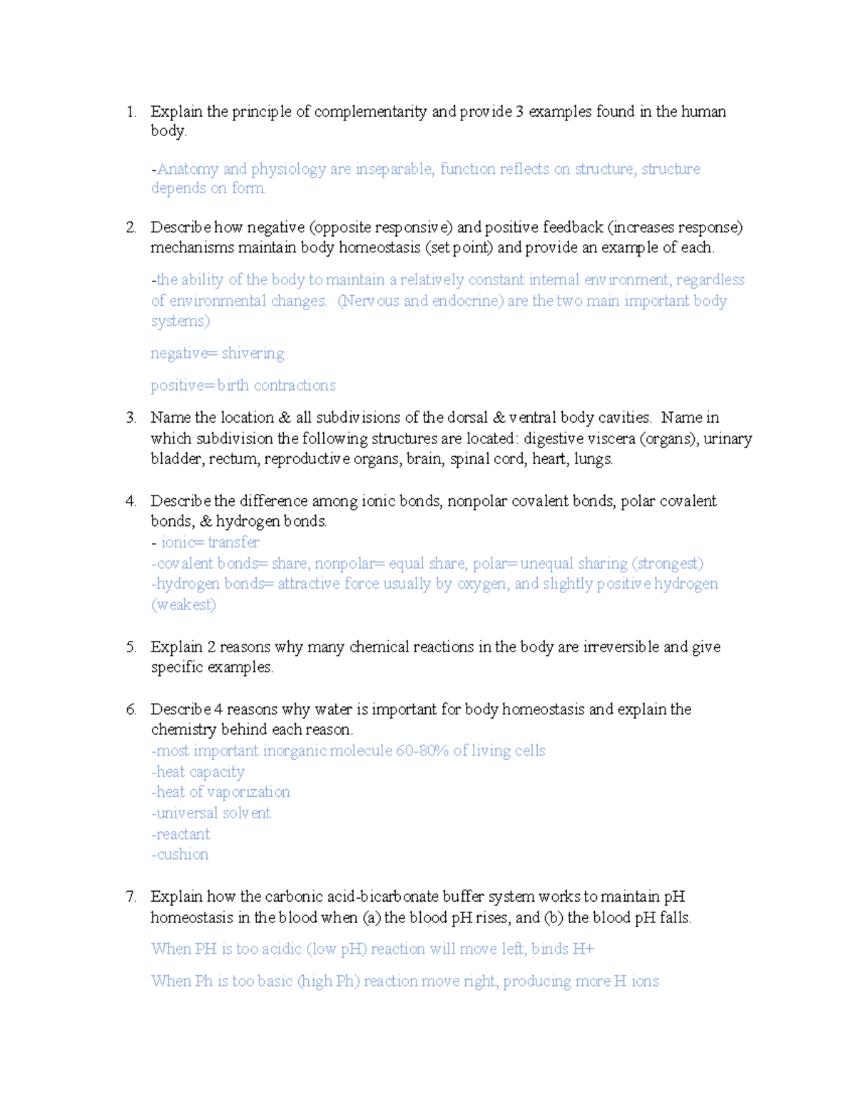 Final exam first 14 short questions - Explain the principle of ...
