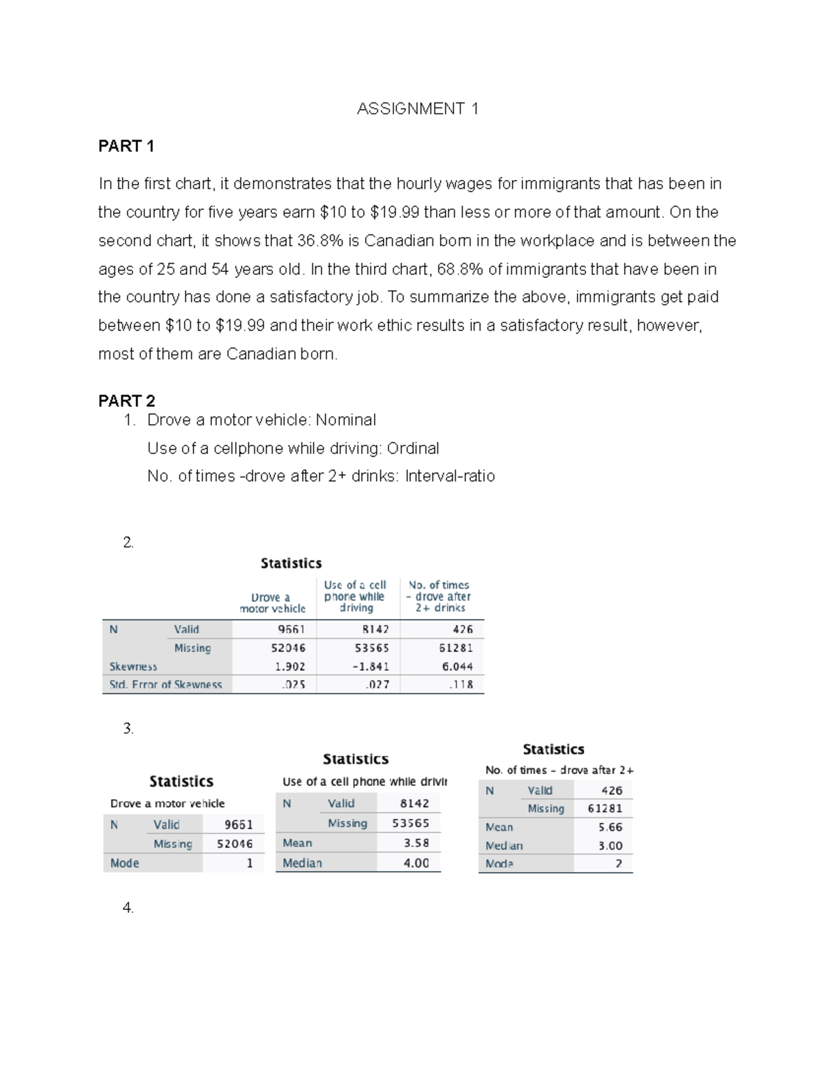 SOCI213 - Assignment 1 (Statistics 2) - ASSIGNMENT 1 PART 1 In the ...