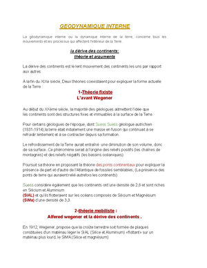 La dérive des continents théorie de Wegener - DEPARTEMENT DE GEOLOGIE ...