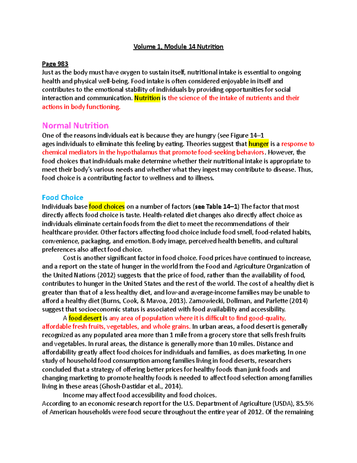 Volume 1 MOdule 14 Nutrition - Volume 1, Module 14 Nutrition Page 983 ...