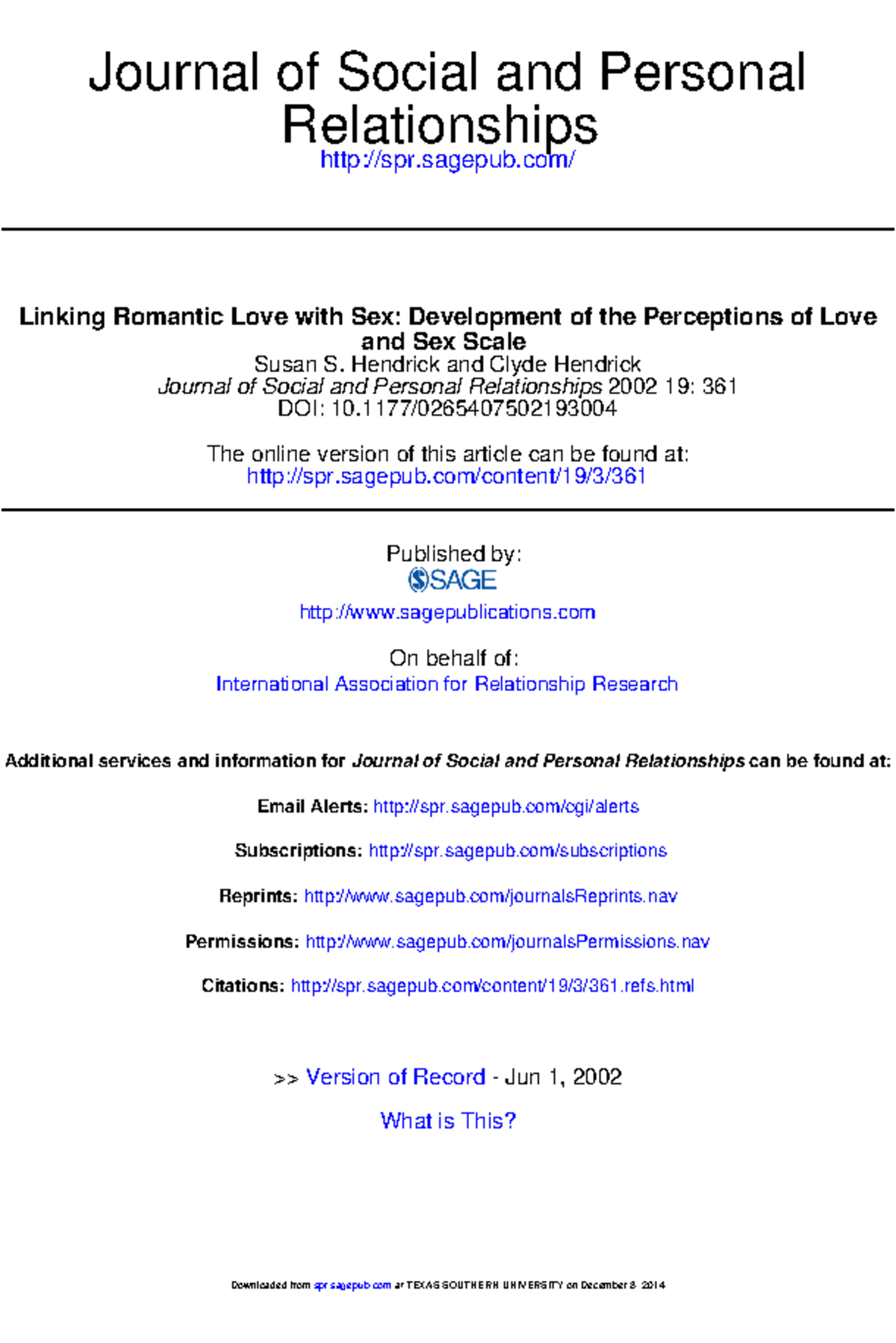 Hendrick Scale 2002 - spr.sagepub/ Relationships Journal of Social and ...