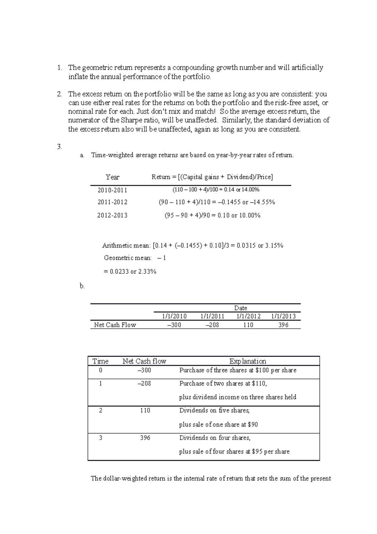 Tutorial 2 - Solutions - here you go. - The geometric return represents ...