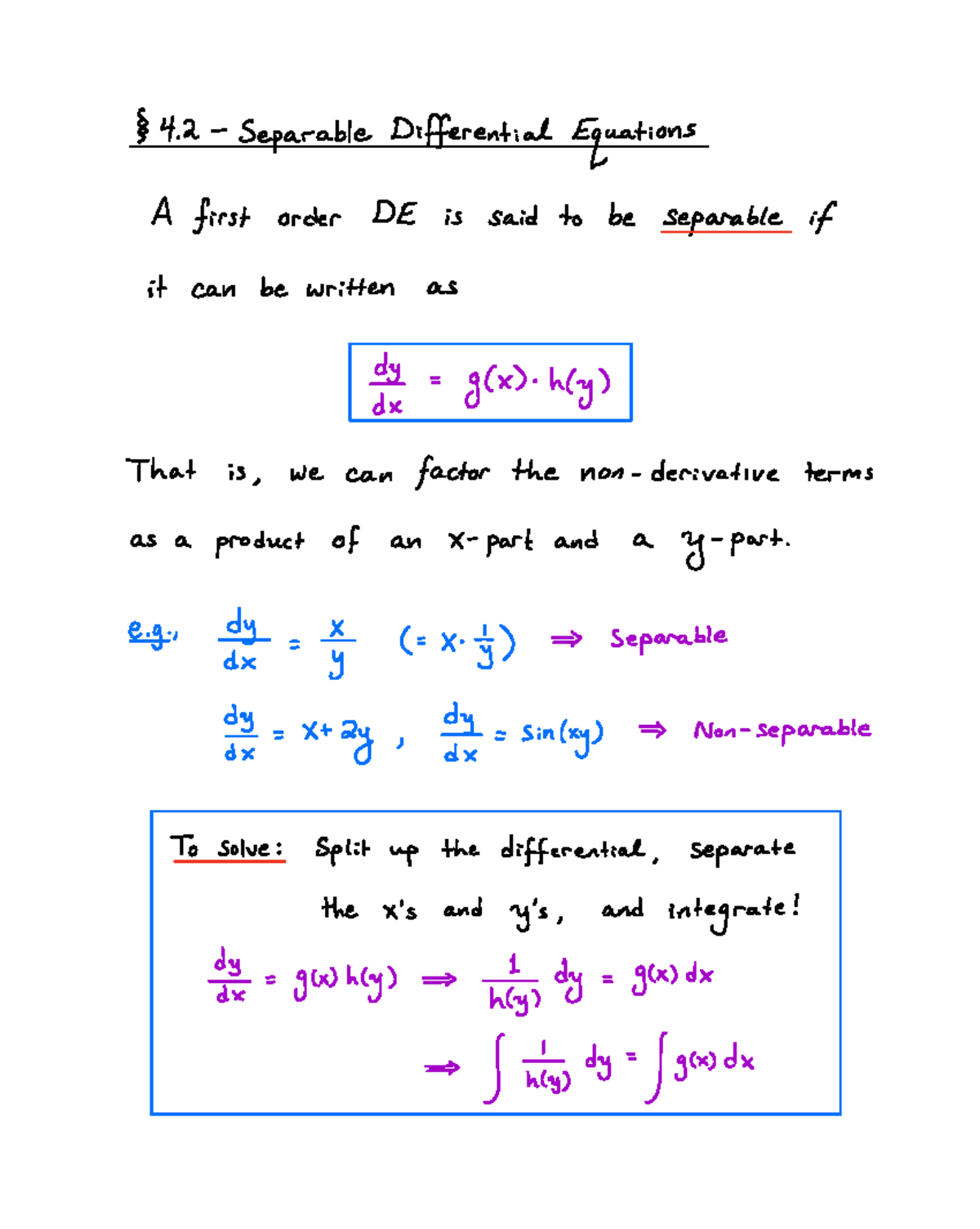 Separable Des Lecture 4 Separable Differential Equations A First