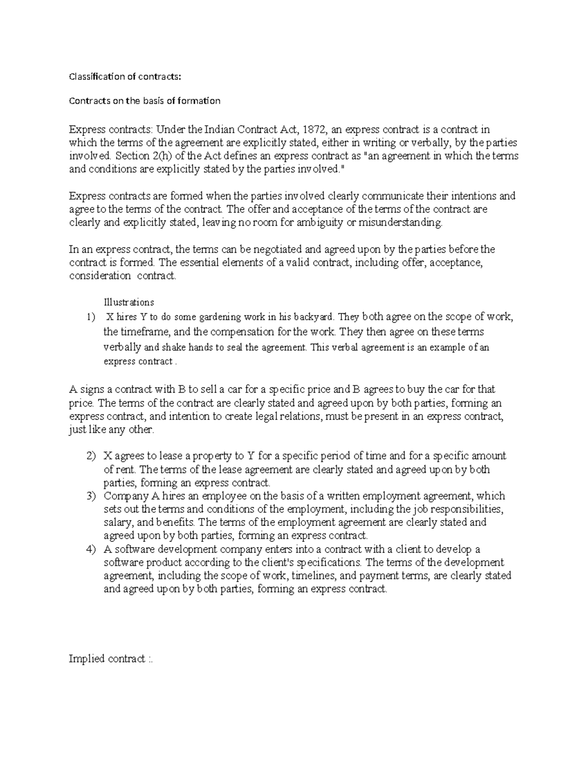 Classification of contract project work - Classification of contracts ...