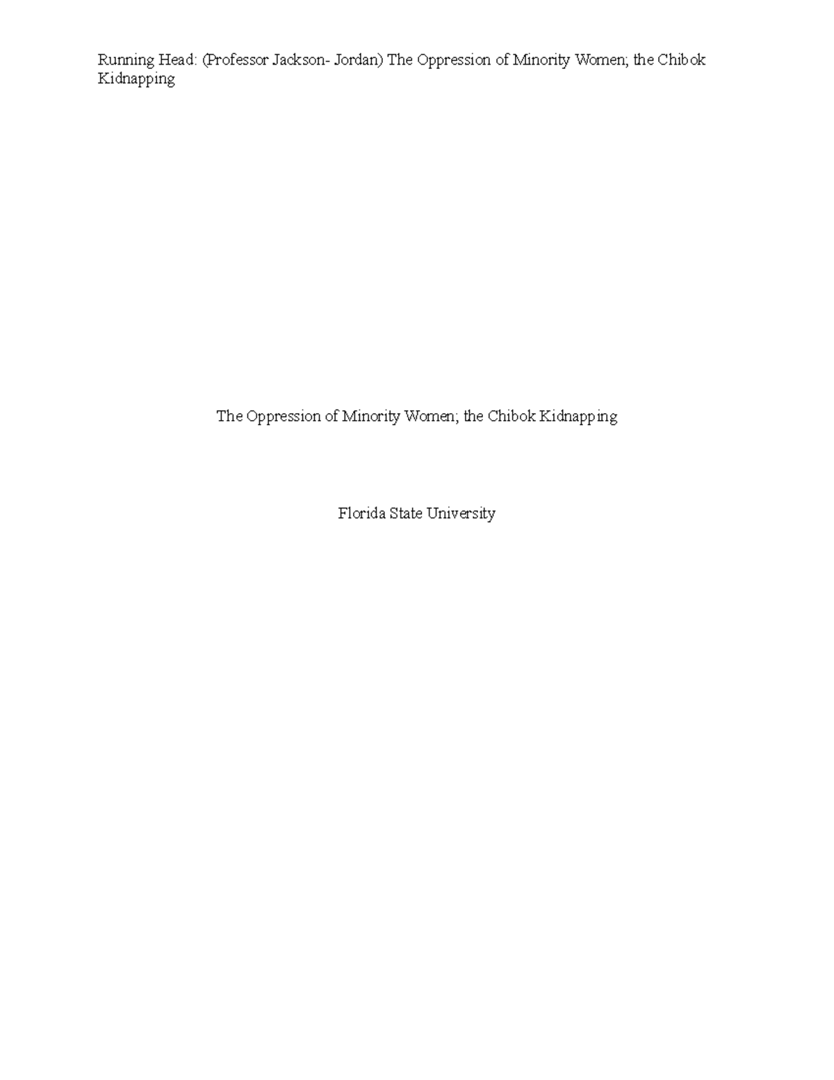 The Oppression of Minority Women (Paper 1) AFA Edited and Finished ...