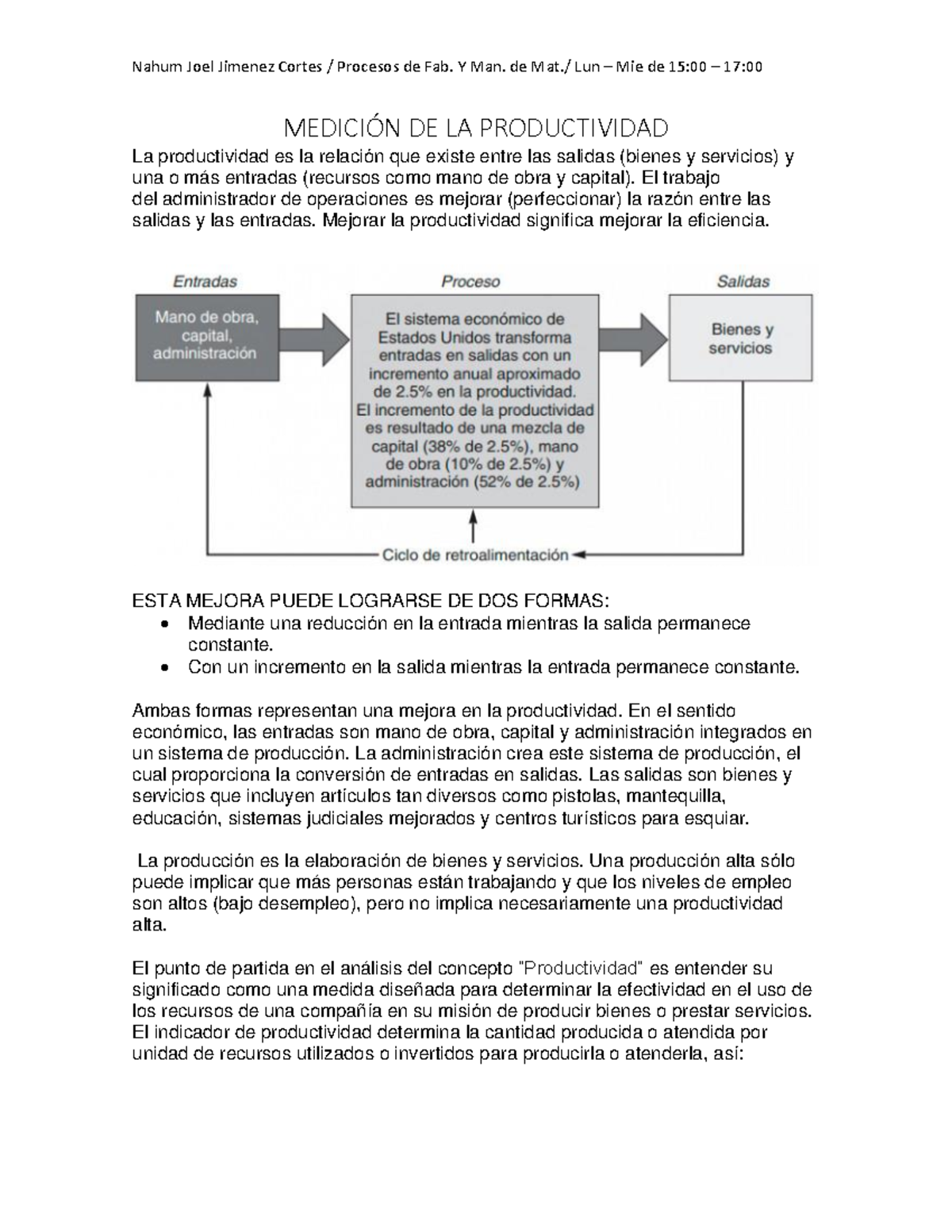 Procesos Tarea - Medicion de La productiidad - Warning: TT: undefined function: 32 Warning: TT ...