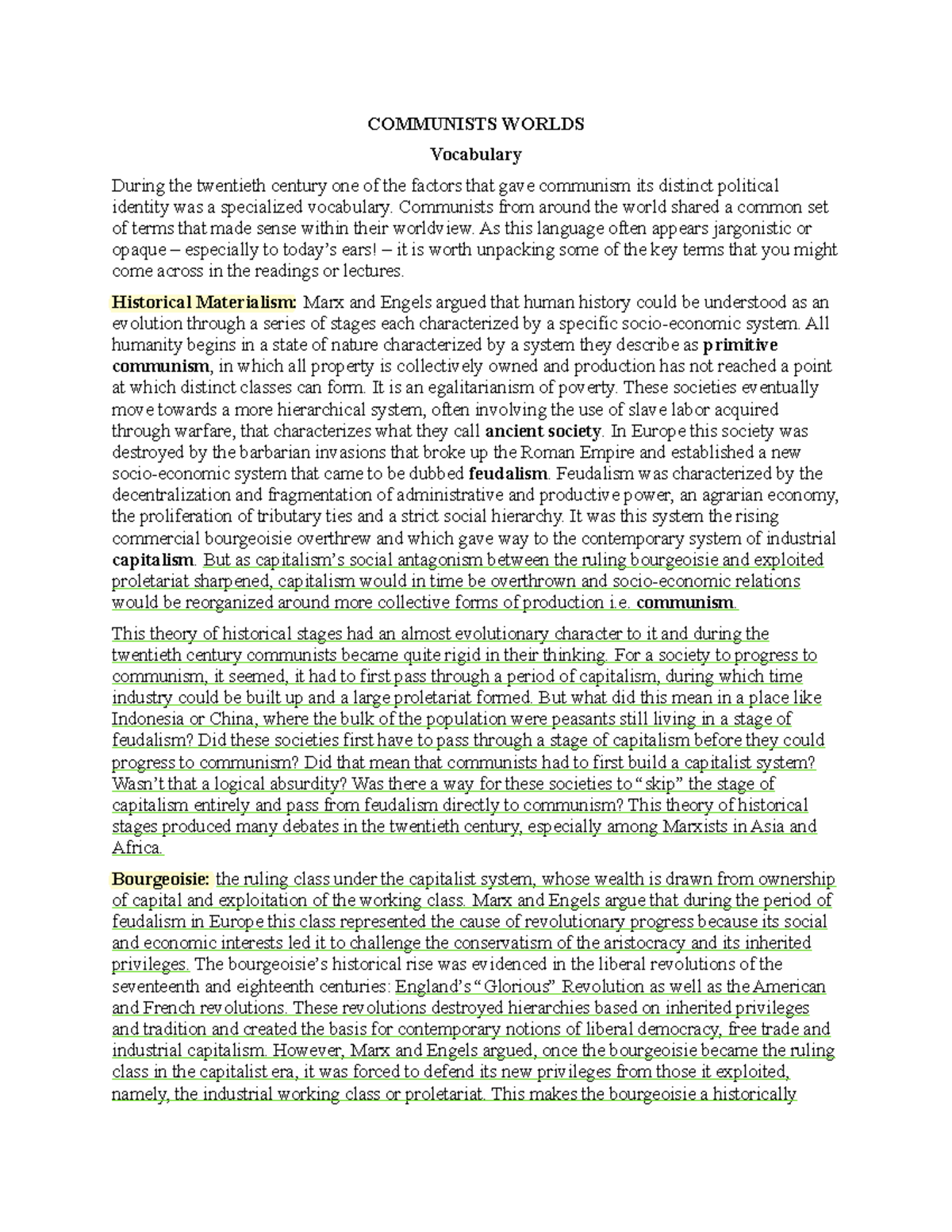 Robertson Communist Worlds Glossary - COMMUNISTS WORLDS Vocabulary ...