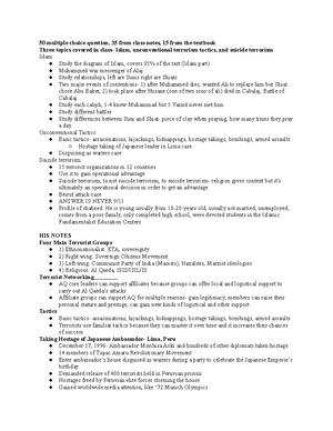 Terrorism textbook chpt notes - Chapter 1 - U Department of State ...
