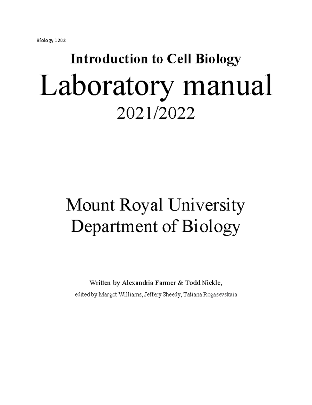 Biology 1202 lab manual for Fall 2021 copy 8 - Biology 1202 Introduction to Cell Biology ...