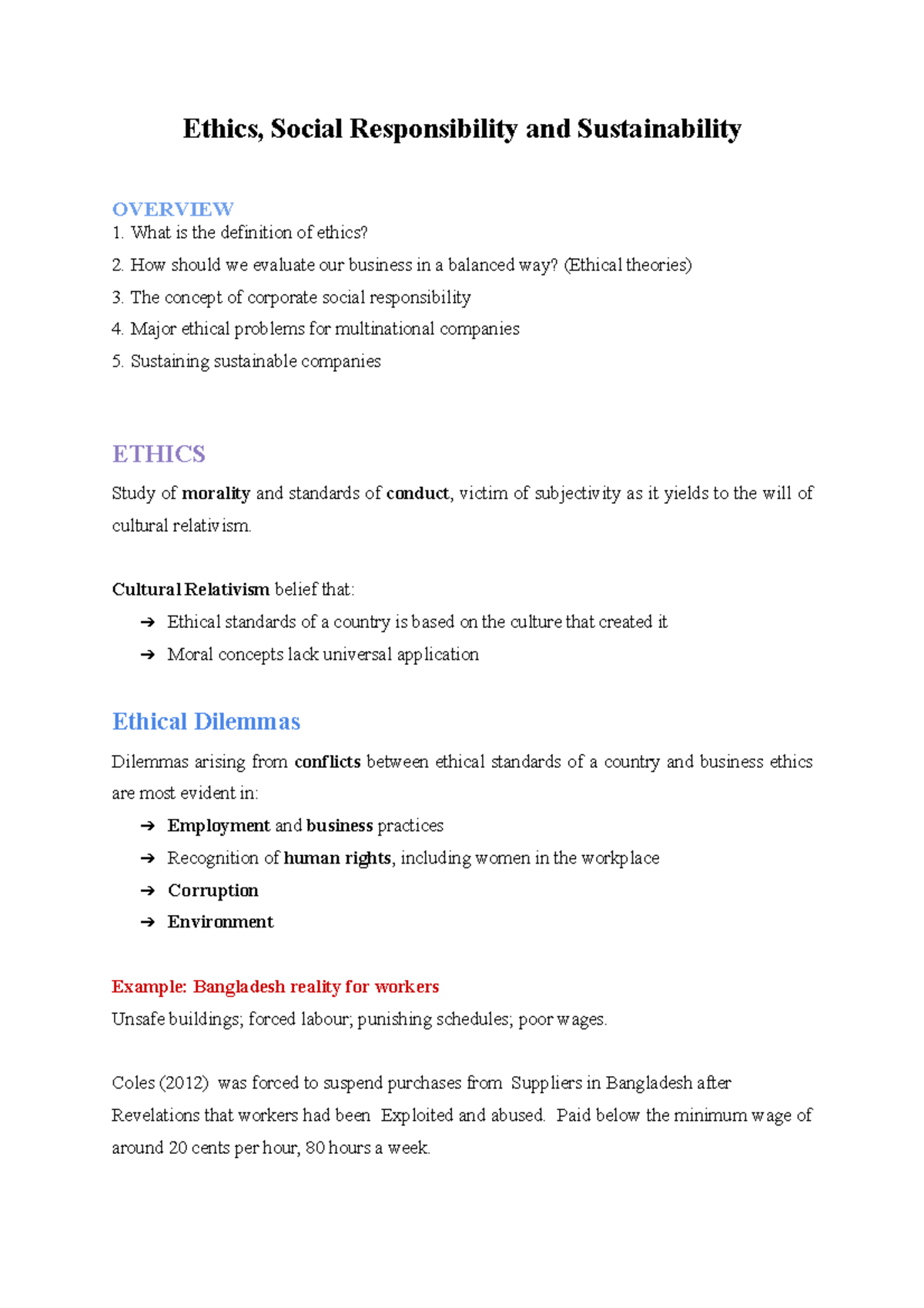 Week 3 Ethics, Social Responsibility and Sustainability - Ethics ...
