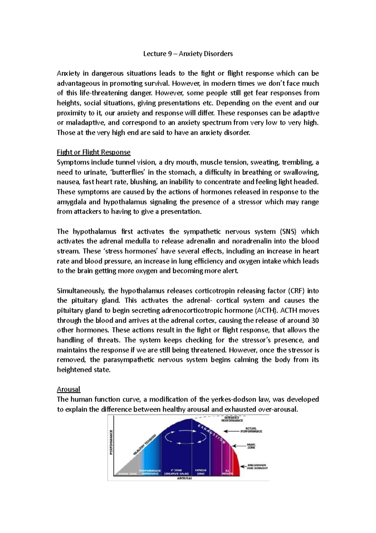 Anxiety Disorders - Lecture 9 – Anxiety Disorders Anxiety in dangerous ...