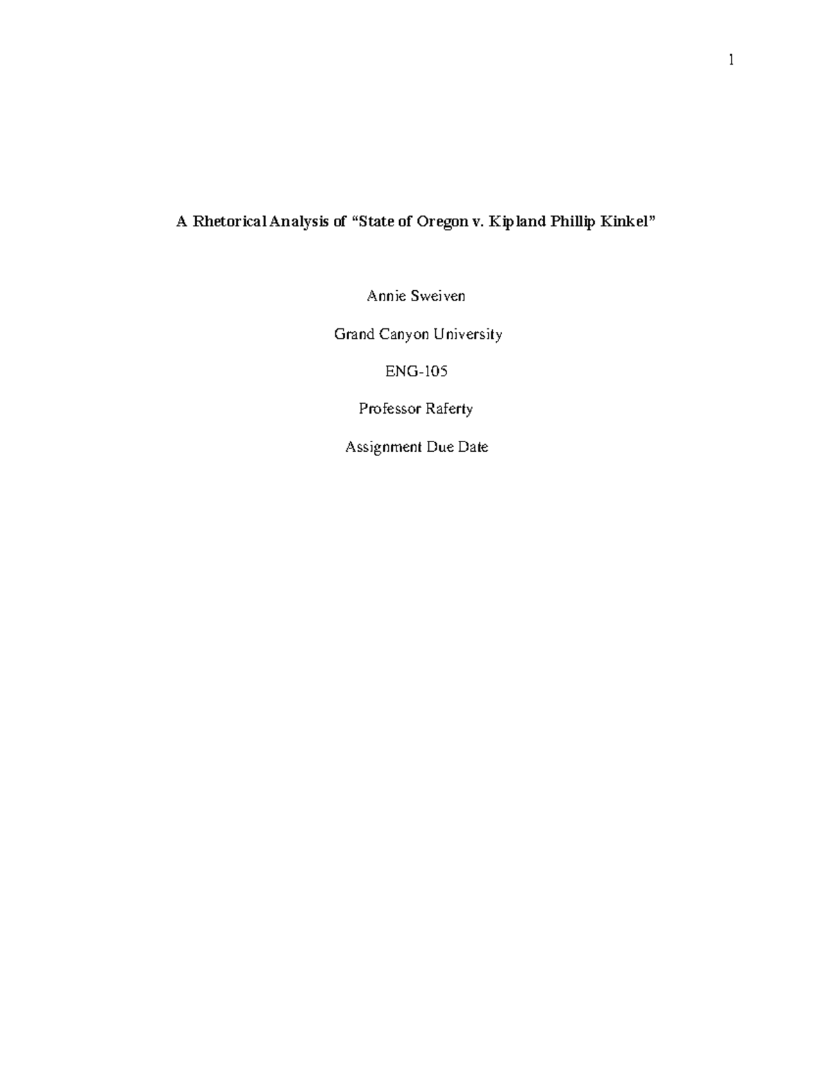 Paper for english - A Rhetorical Analysis of “State of Oregon v ...