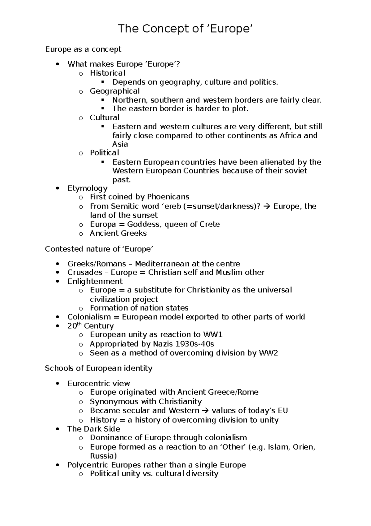 The Concept of 'Europe' - The Concept of ’Europe’ Europe as a concept ...