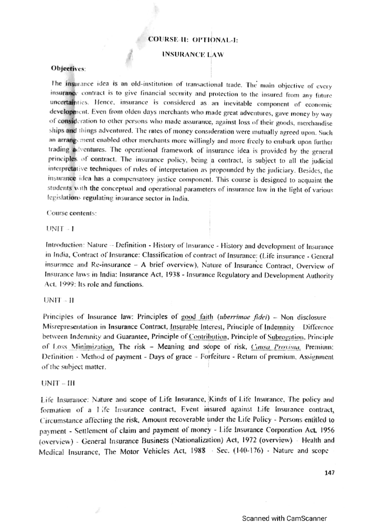 Insurance law syllabus 8th sem kslu - Bba llb - Studocu