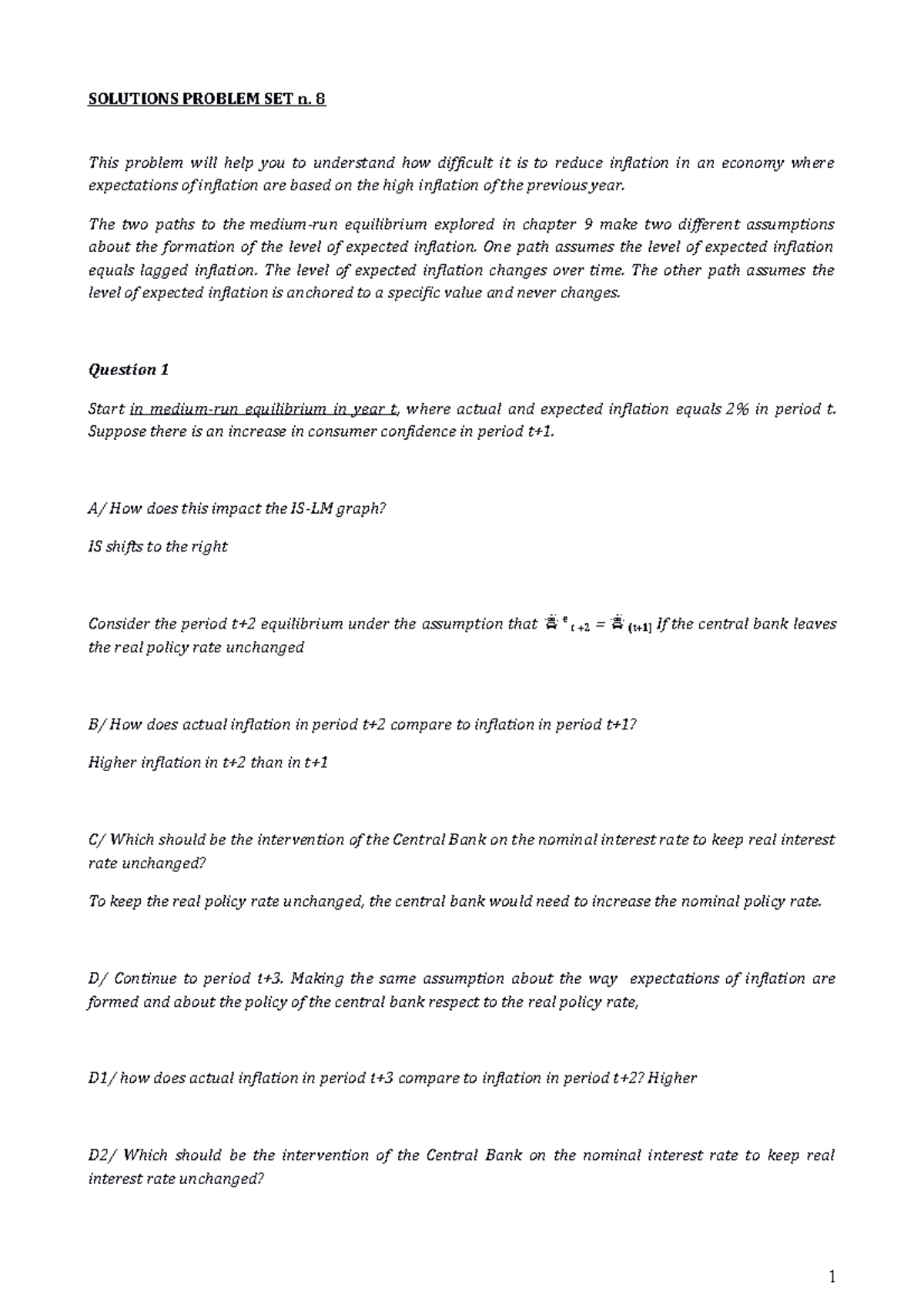 Problem Set 8 Solutions - SOLUTIONS PROBLEM SET n. 8 This problem will ...