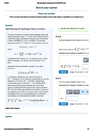 PH2103 Thermal Physics Tutorial 5 - Tutorial 5 PH2103 Thermal Physics ...