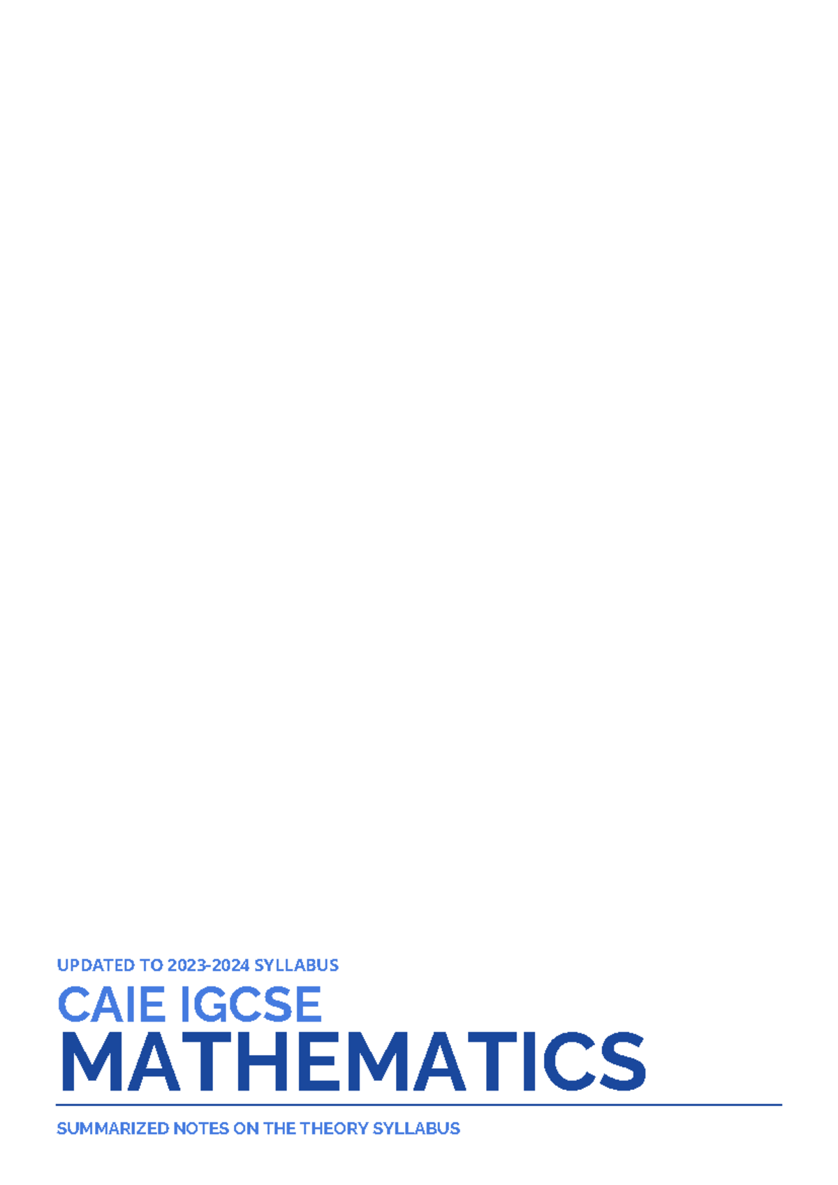 0580 notes - lecture note - SUMMARIZED NOTES ON THE THEORY SYLLABUS ...