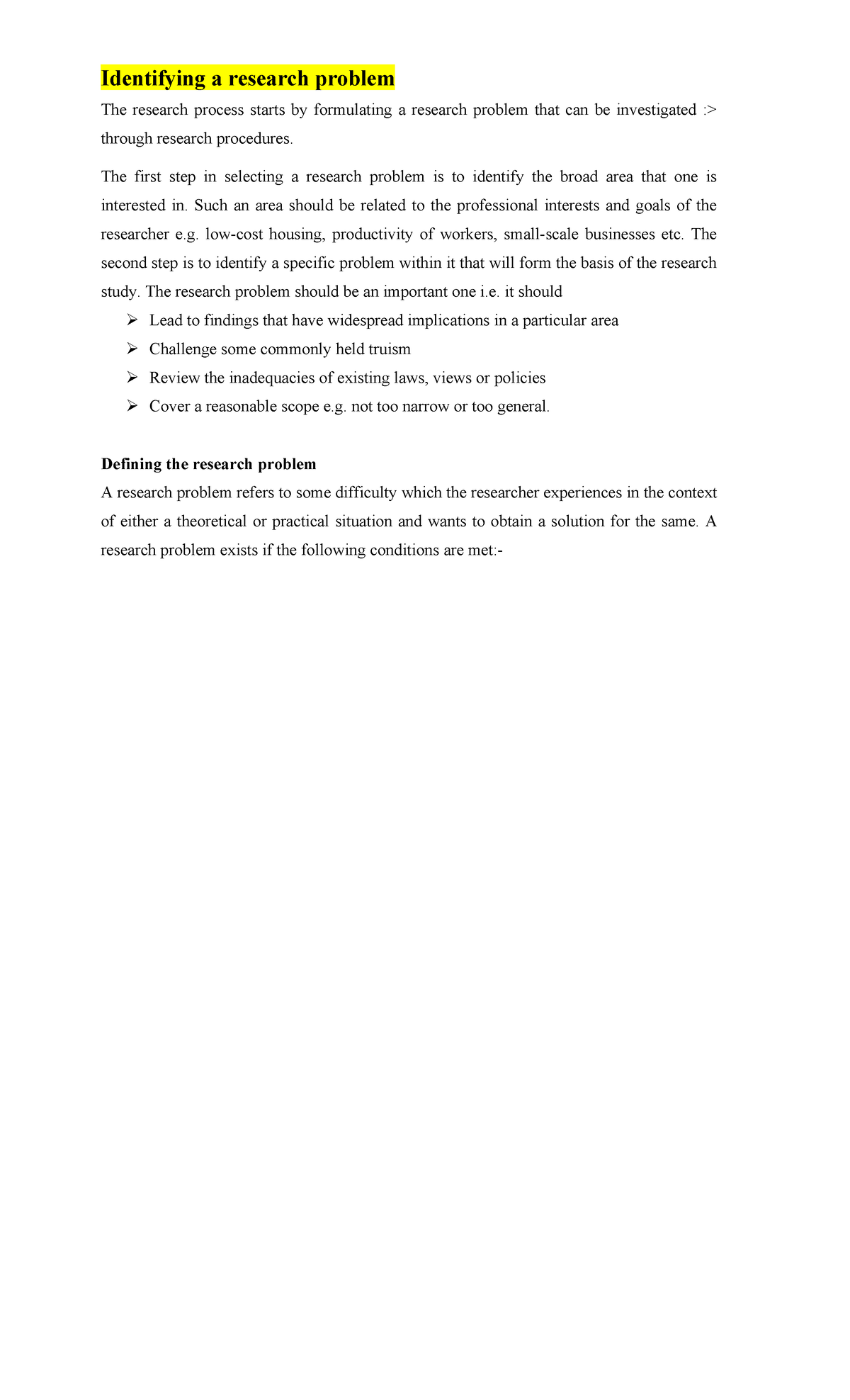 statement of the problem-purpose-hypothesis - Identifying a research ...