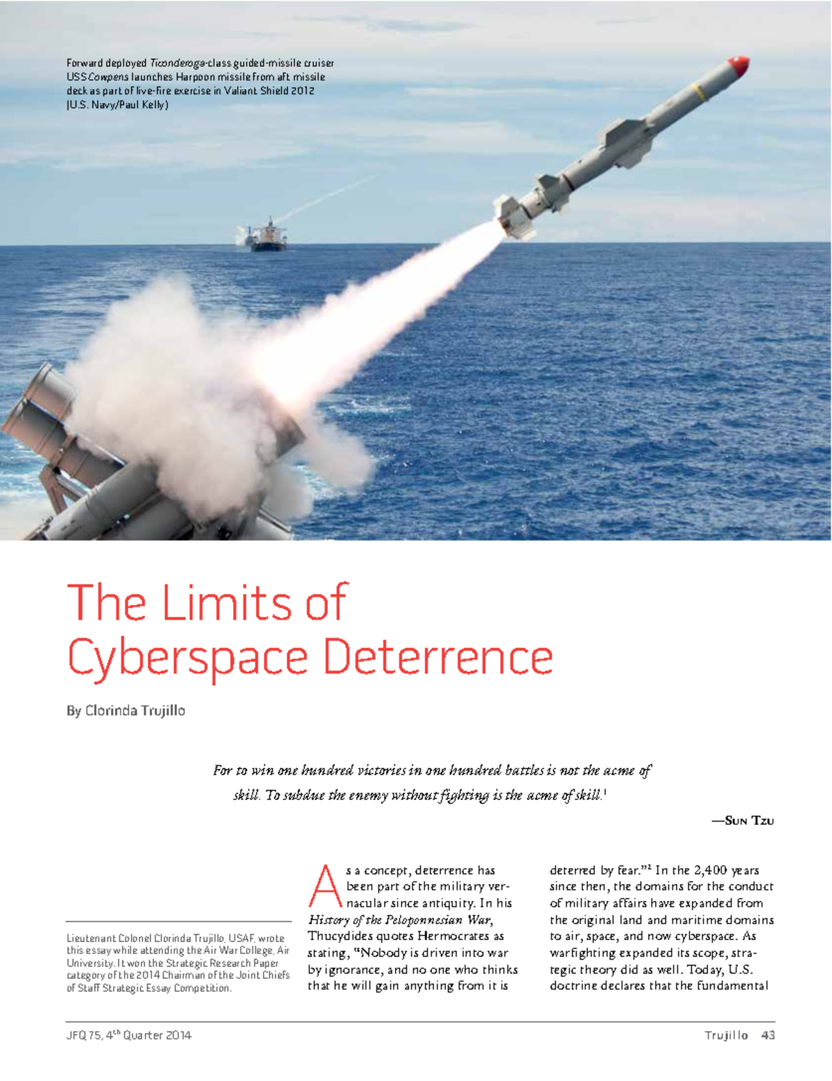 Cyber deterrence US actors - JFQ 75, 4th Quarter 2014 Trujillo 43 The ...
