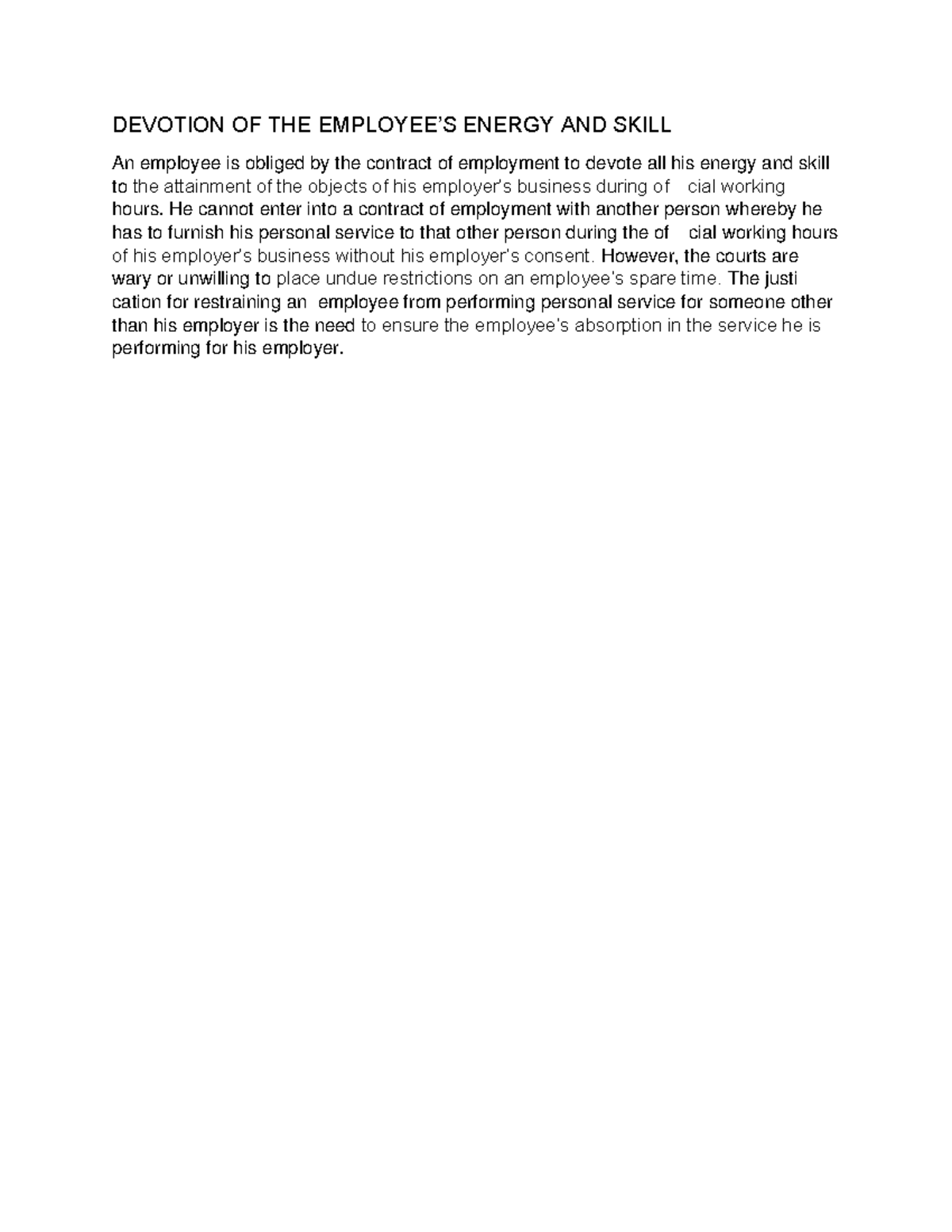 Devotion OF THE Employee’S Energy AND Skill - DEVOTION OF THE EMPLOYEE ...
