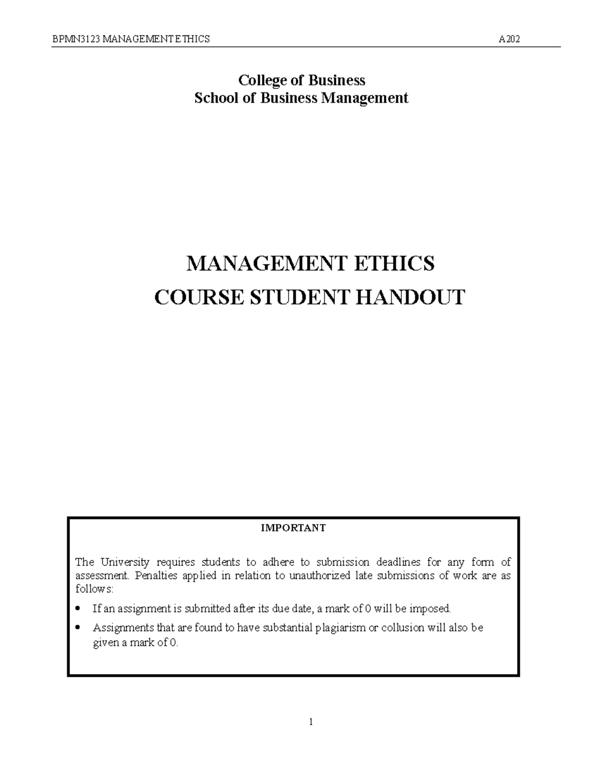 CW Handout BPMN3123 A202 (3) Students - BPMN3123 MANAGEMENT ETHICS A ...