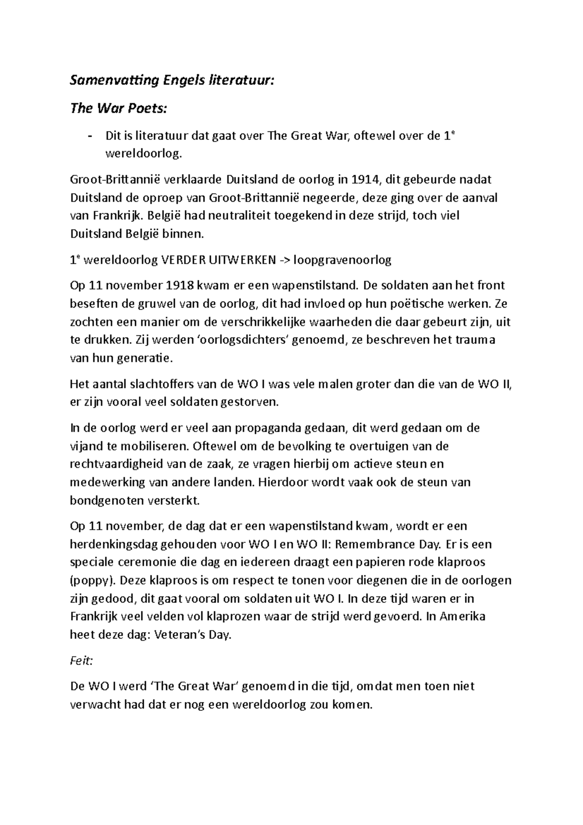 Engels literatuur samenvatting - Samenvatting Engels literatuur: The ...