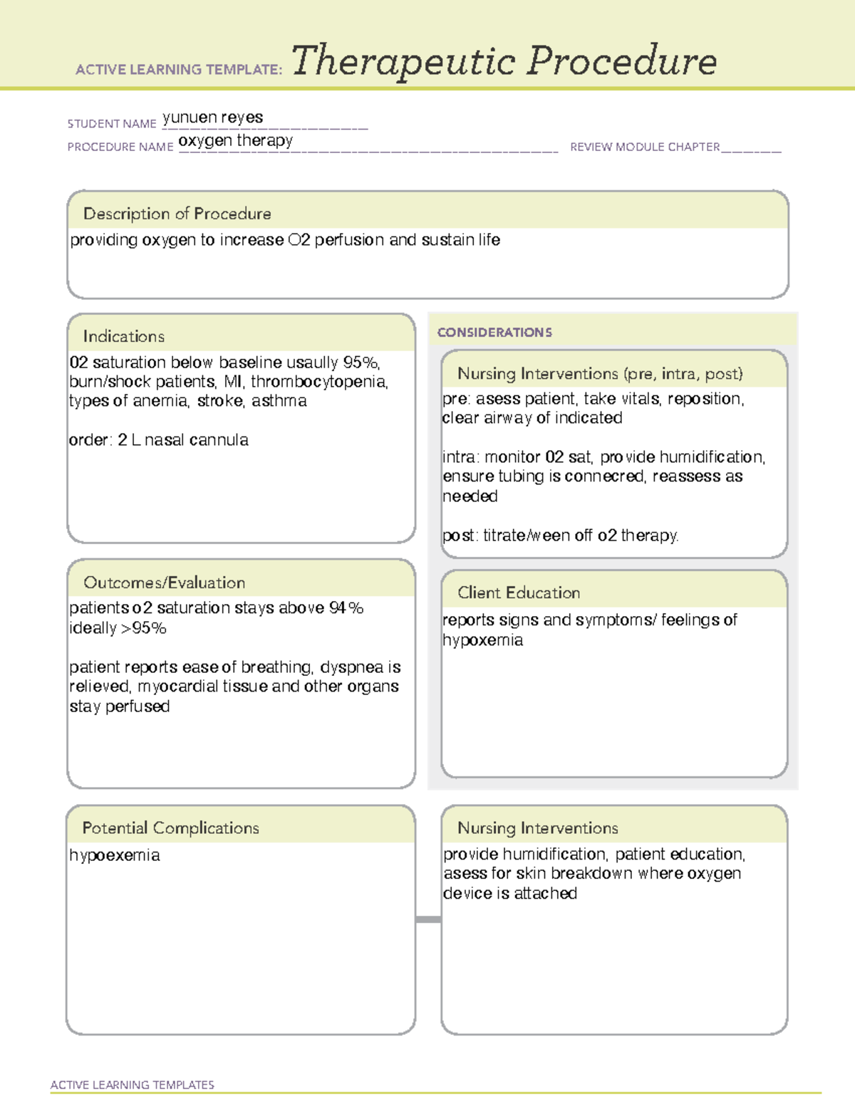 Oxyegn therapy - ACTIVE LEARNING TEMPLATES Therapeutic Procedure ...