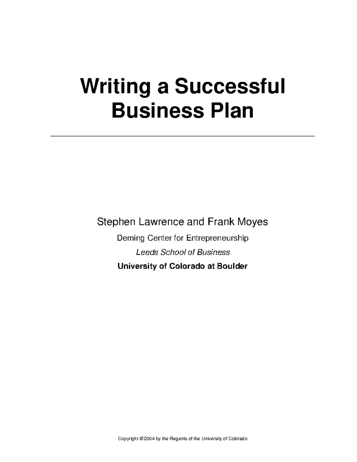 Swip - swip - Writing a Successful Business Plan Stephen Lawrence and ...