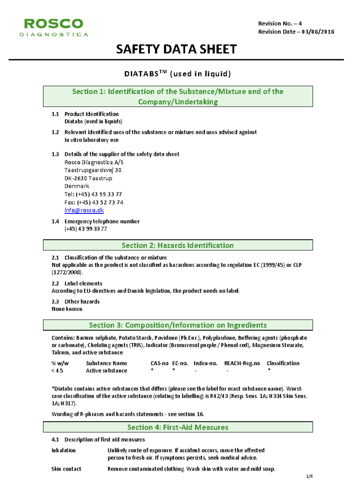 MSDS PGUA - Revision Date – 03/06/ SAFETY DATA SHEET DIATABST M (used ...