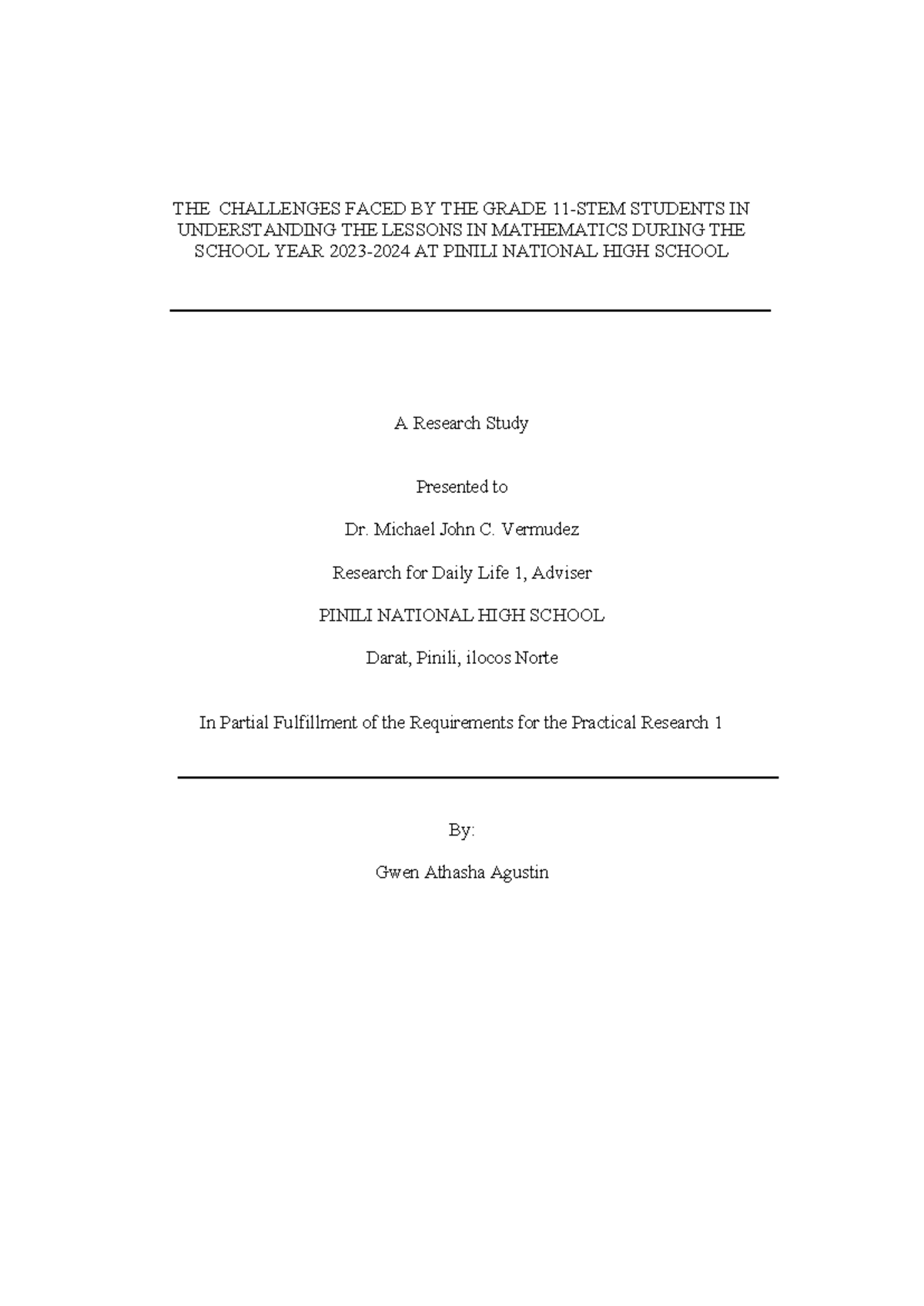 PR 1 Chapter I - Guide for research - THE CHALLENGES FACED BY THE GRADE ...