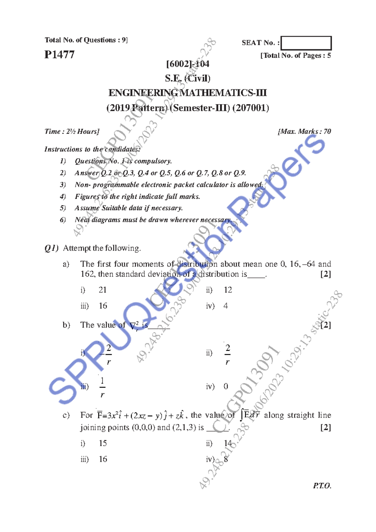R-3 2023 may engineering-mathematics-iii-m3-pattern-2019 - Total No. of ...