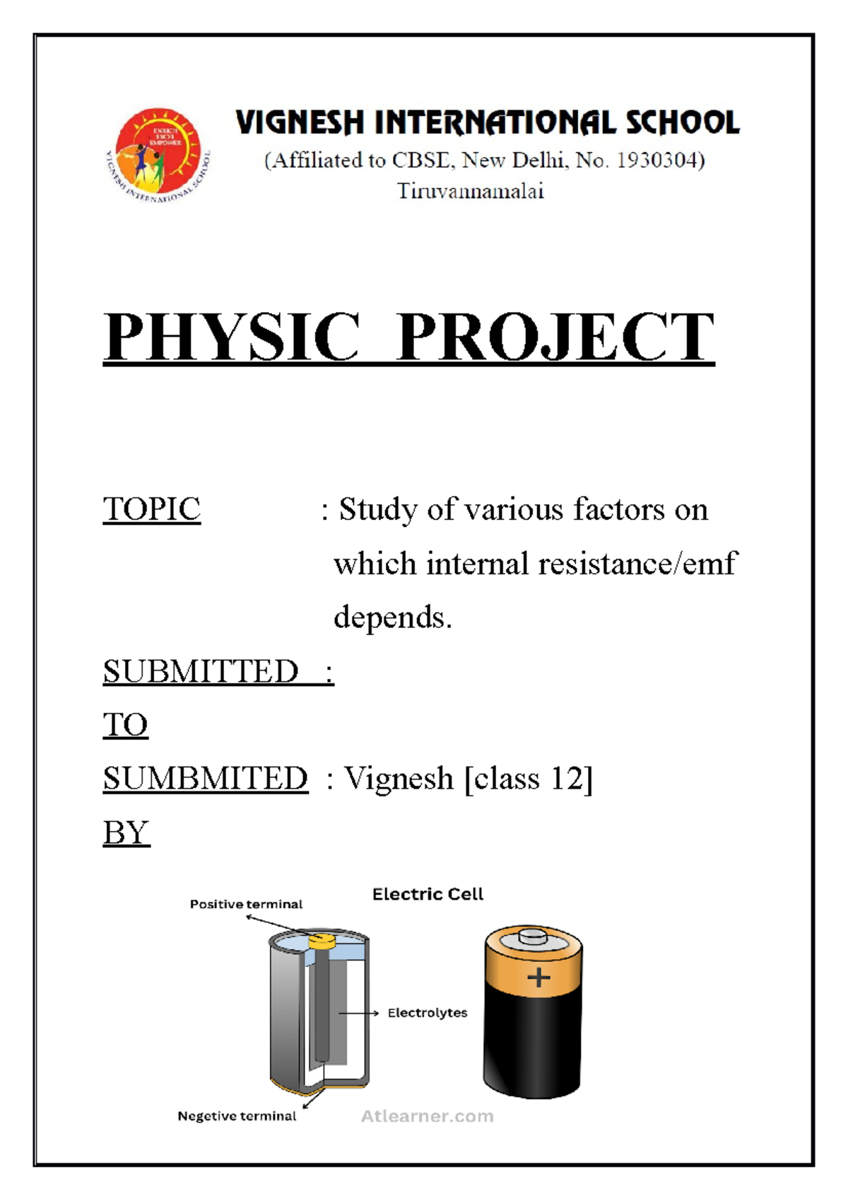 Physic Project - ljgkug - PHYSIC PROJECT TOPIC : Study of various ...