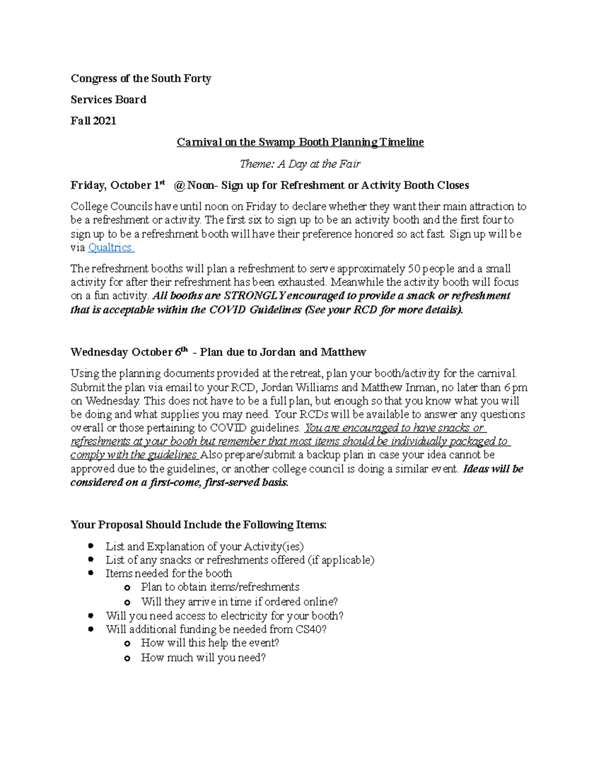 Carnival on the Swamp Co Co Booth Timeline - Congress of the South ...