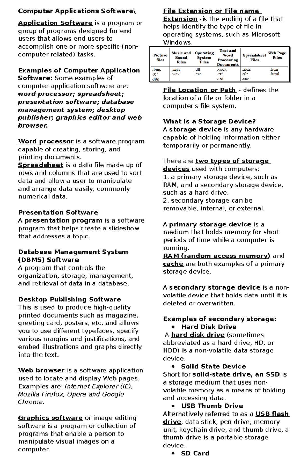 Computer Applications Software - Computer Applications Software ...