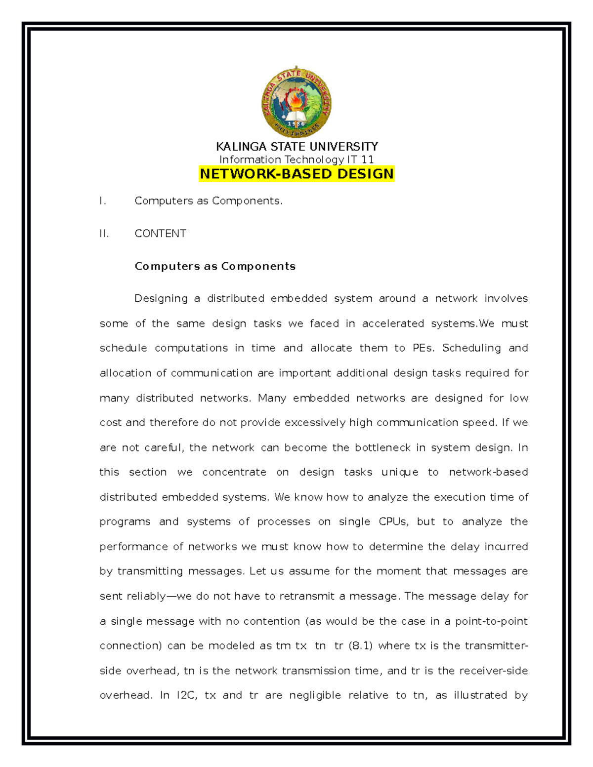 Network- Based Design - KALINGA STATE UNIVERSITY Information Technology ...