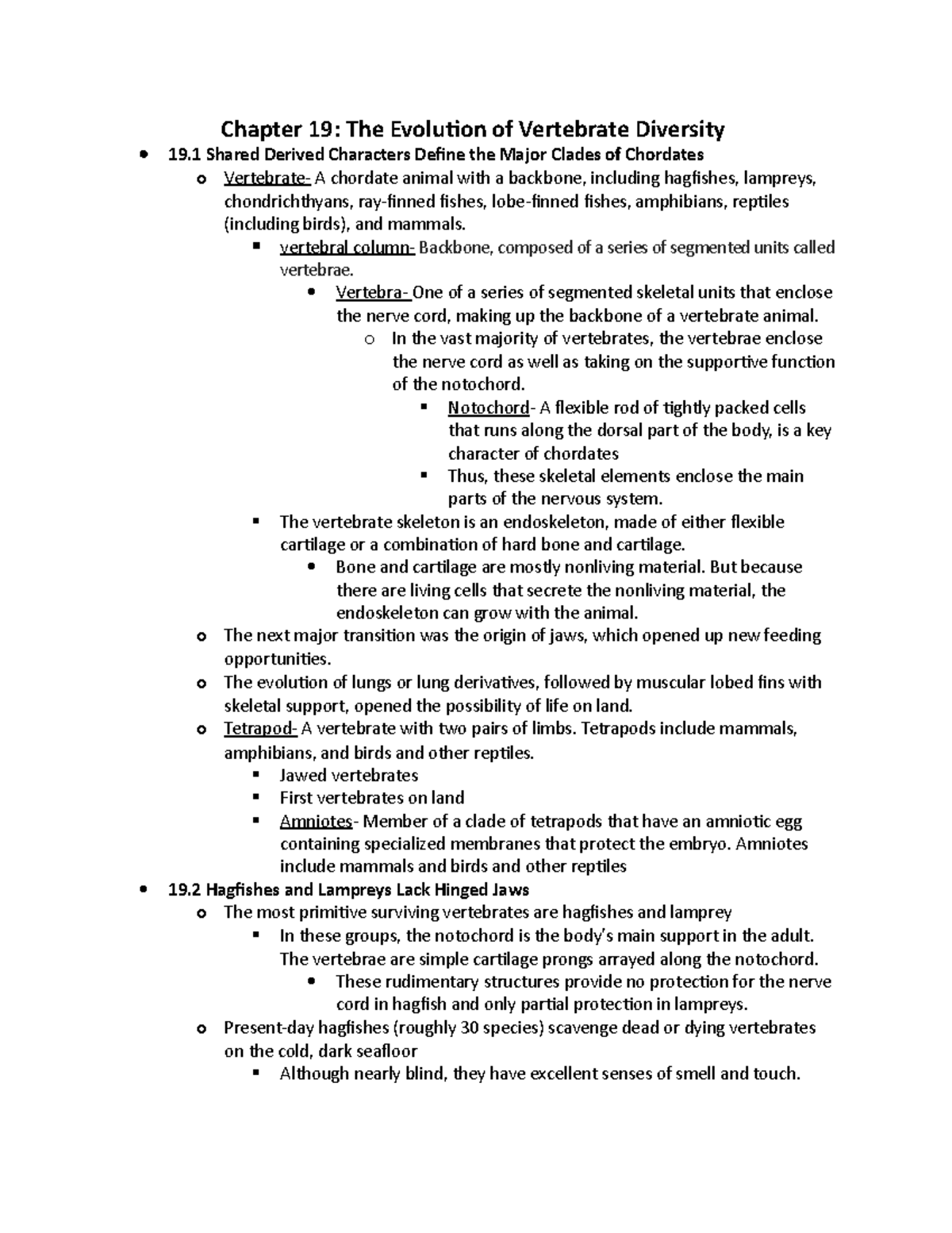 Chapter 19 Biology - Chapter 19: The Evolution of Vertebrate Diversity ...