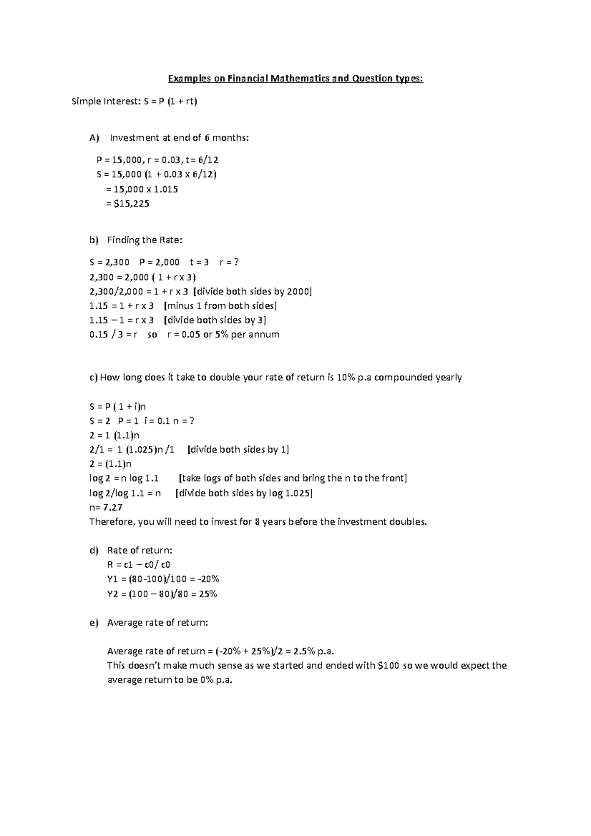 Financial Maths - Compound interest and Simple Interest examples and ...